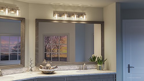 Urban Ambiance Luxury Modern Farmhouse Bathroom Vanity Light, Large Size: 8.625" H x 30.25" W, with Industrial Style Elements, Brushed Nickel Finish, UHP2144 from The Bridgeport Collection
