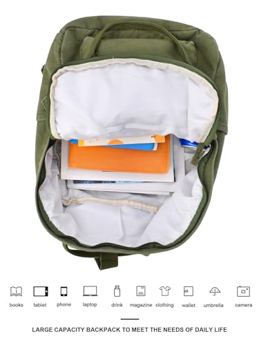 TeeYee Canvas Backpack Women Retro Large Capacity Backpack Casual Versatile Backpack BAG157green
