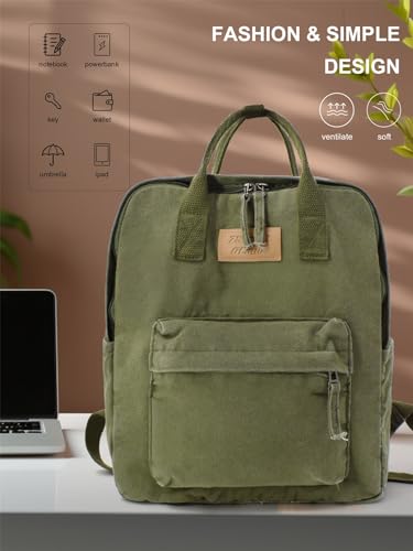 TeeYee Canvas Backpack Women Retro Large Capacity Backpack Casual Versatile Backpack BAG157green