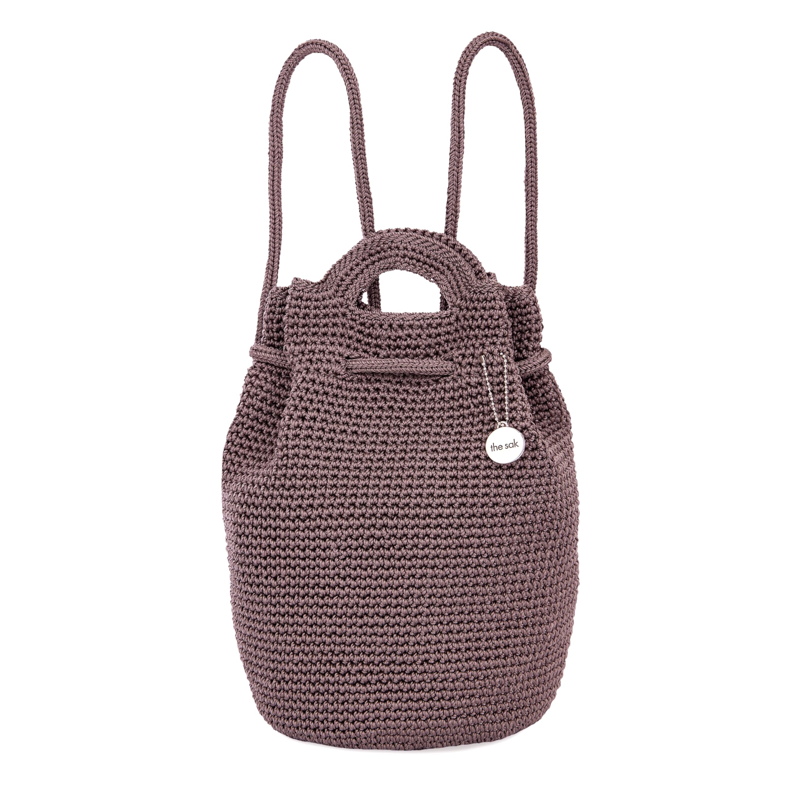 The Sak Small Dylan Backpack in Crochet, Adjustable Backstrap, Mushroom