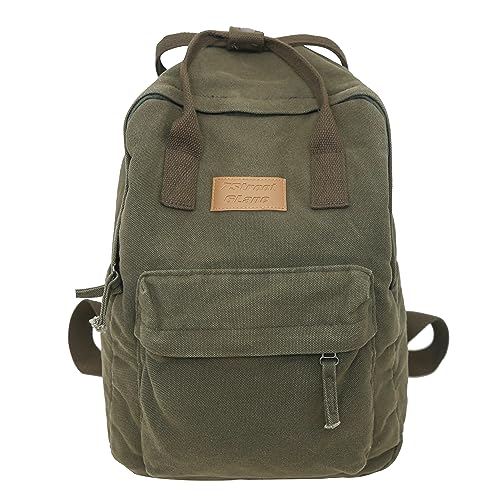 TeeYee Canvas Backpack Women Retro Large Capacity Backpack Casual Versatile Backpack BAG157green