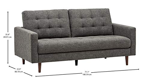 Amazon Brand – Rivet Cove Mid-Century Modern Tufted Apartment Sofa, 72"W, Dark Grey