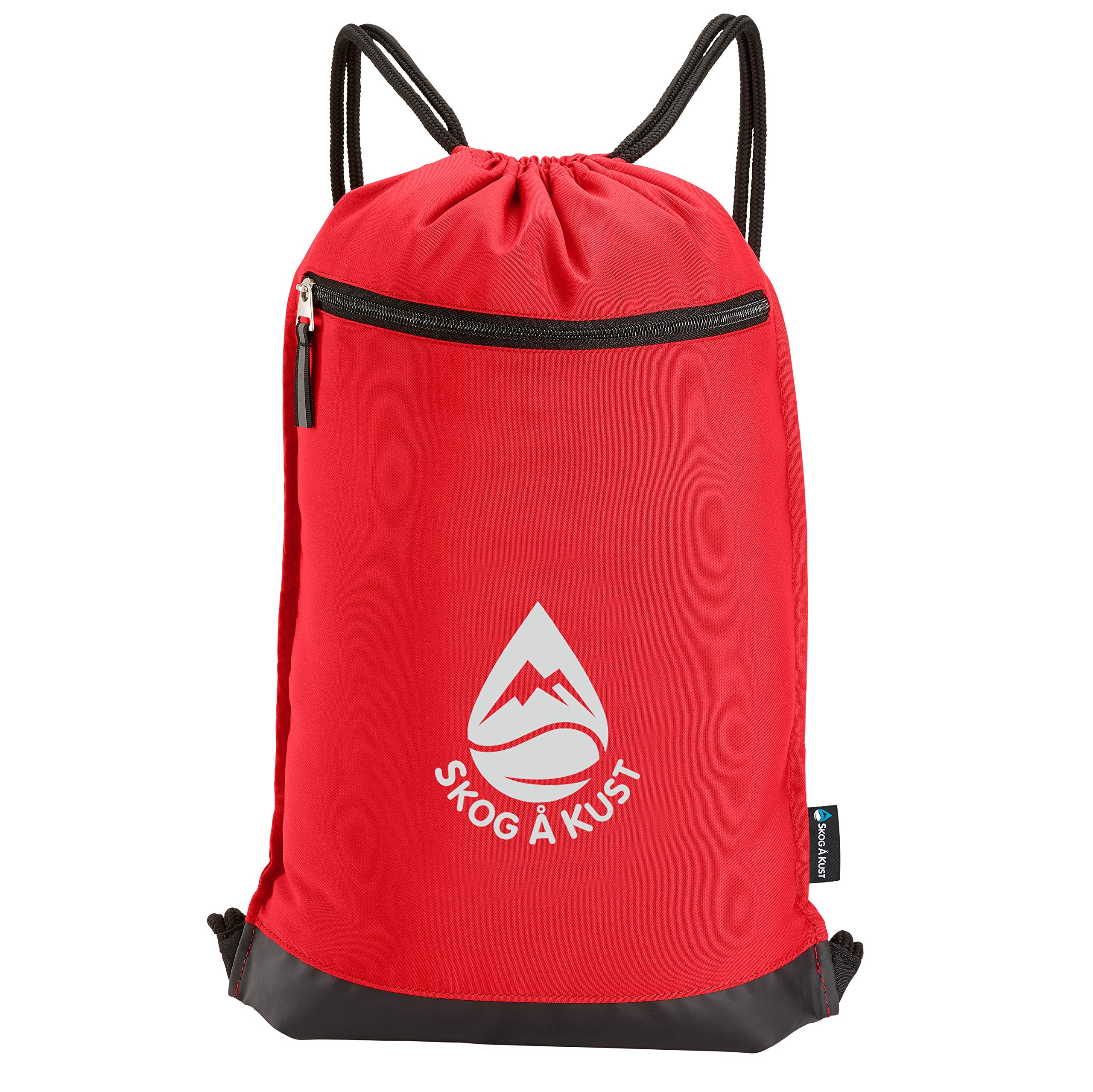 Skog Å Kust GymSak | Patented 2-in-1 Drawstring Cinch Bag with Removable Waterproof Dry Bag | Red
