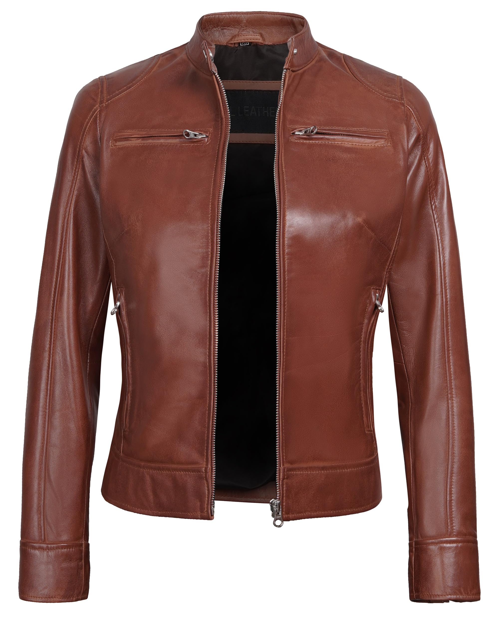 Decrum Womens Brown Leather Jackets Women - Womens Leather Jackets | [1315004] Ddge Cognc, L