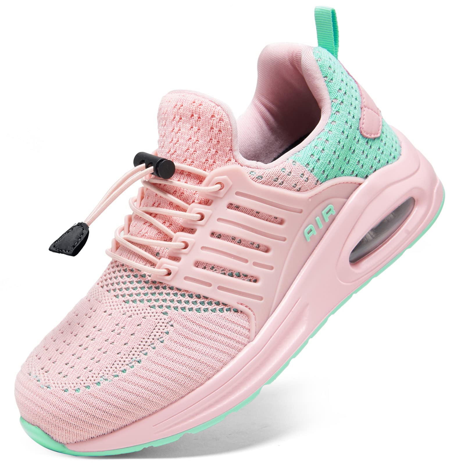 Ugmikdo Girls Shoes Kids Sneakers Boys Tennis Shoes for Running Athletic Walking Gym Sports Lightweight Breathable Slip-on A Pink, Size 2 Little Kid