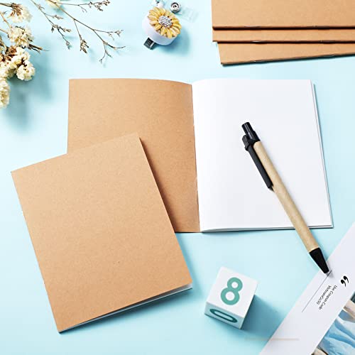 Epakh 100 Pack Mini Kraft Paper Notebook Unlined Pocket Kraft Notebook Blank Sketchbooks Travel Journal Notepad for Kids Classroom Students School Writing, 48 Pages, 24 Sheets,4.25 x 5.5 Inch (Brown)