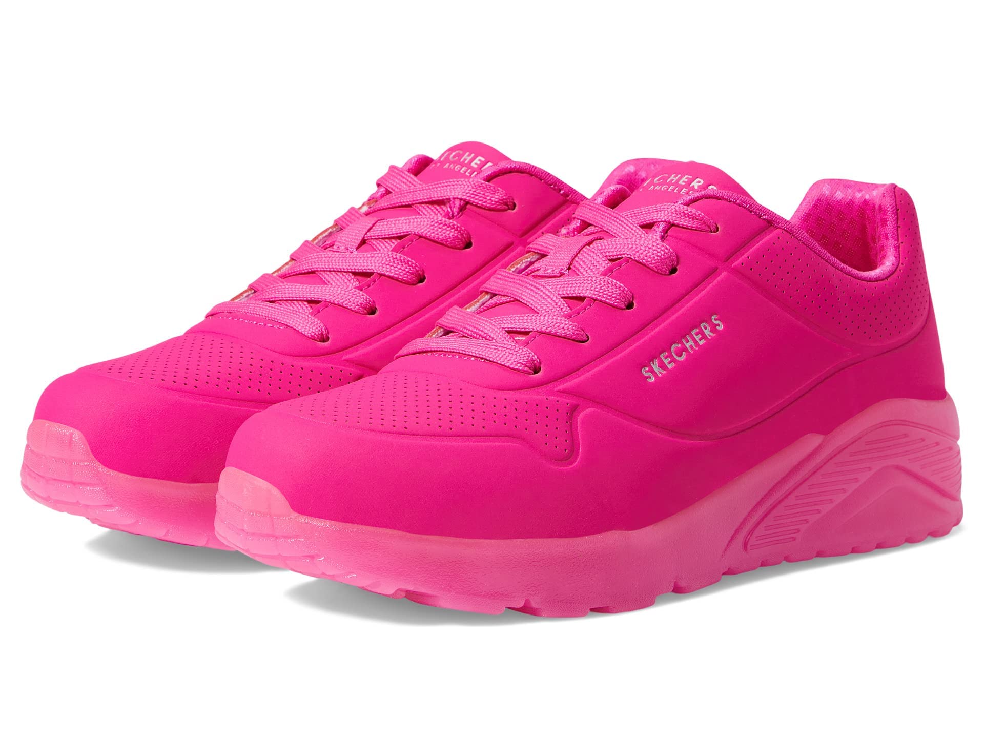 Skechers Girls Uno Ice Sneaker, Hot Pink, 2 Little Kid