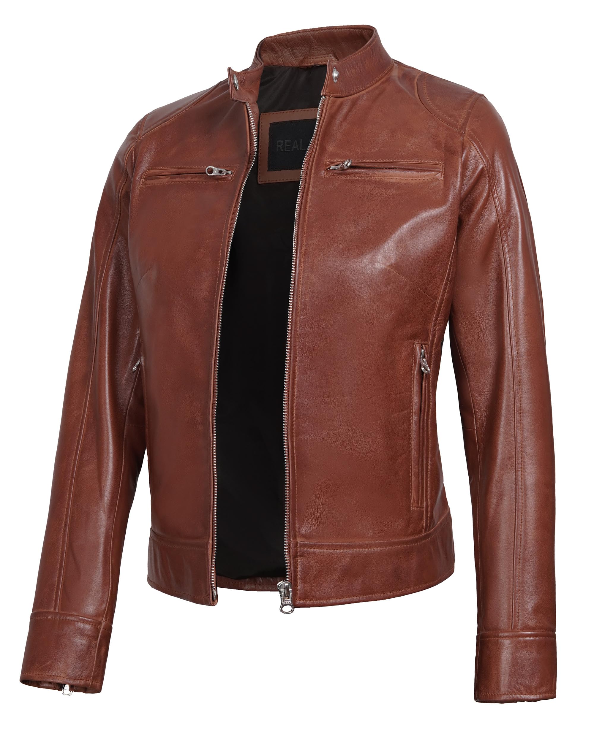 Decrum Womens Brown Leather Jackets Women - Womens Leather Jackets | [1315004] Ddge Cognc, L
