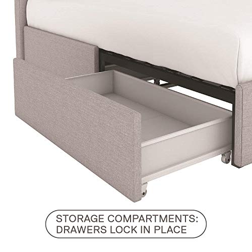 DHP Rose Upholstered Platform Bed with Underbed Storage Drawers and Button Tufted Headboard and Footboard, No Box Spring Needed, Queen, Gray Linen