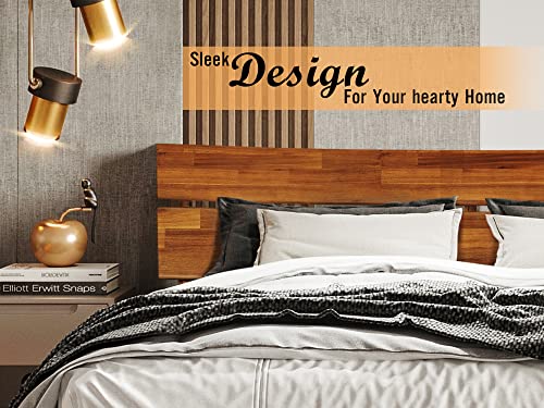 Acacia Aurora 14 Inch Wood Platform Bed, Bed Frame with Headboard, Queen Size, Caramel