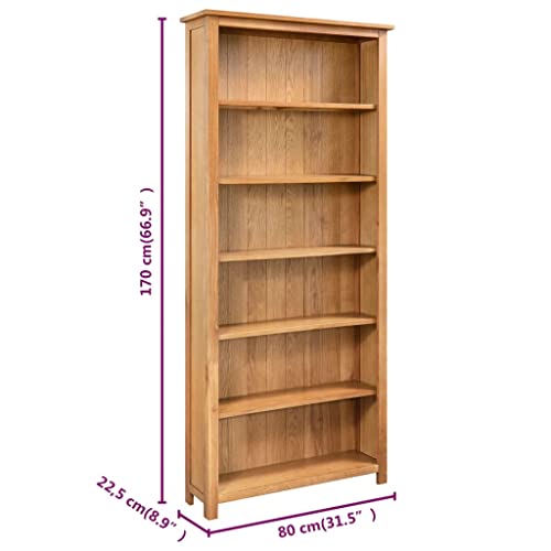 GOLINPEILO 6-Tier Bookcase Solid Oak Wood, Wooden Bookshelf cabinets Display Shelves Organizer for Books, Magazines, documents, CDs, Records, collectables Home Office, 31.5"x8.9"x66.9" -AA