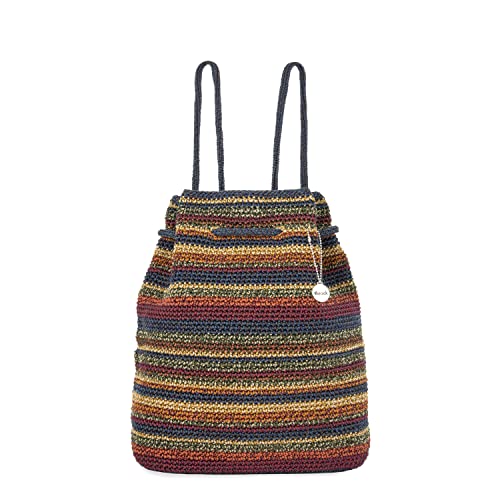 The Sak Large Dylan Backpack in Crochet, Adjustable Backstrap, Woodland Stripe