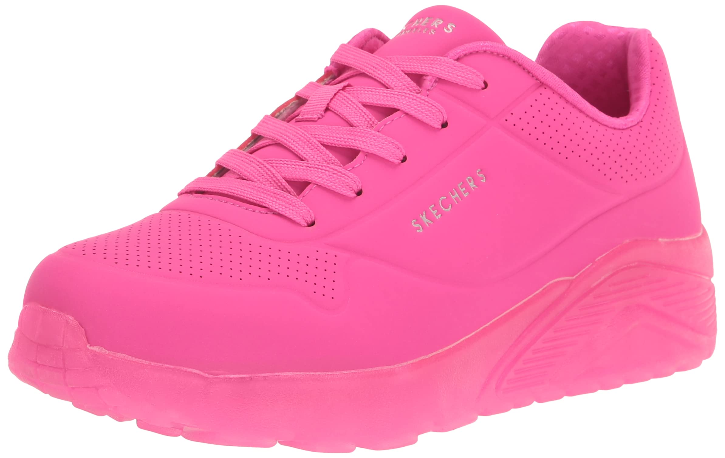 Skechers Girls Uno Ice Sneaker, Hot Pink, 2 Little Kid