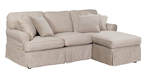 Sunset Trading Horizon Slipcover and Sleeper Sofa, 36” H x 65” D x 85” W, Linen