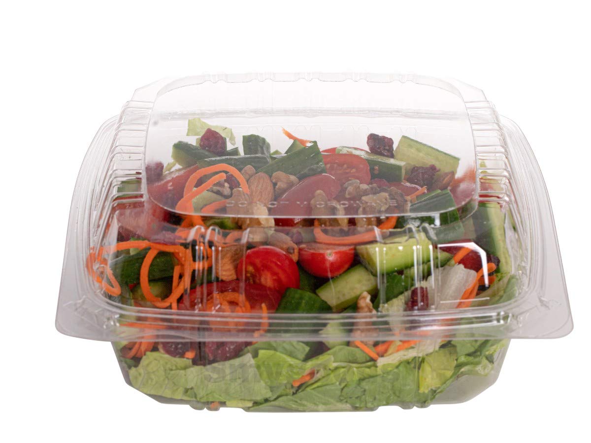 Smygoods Plastic Clamshell Food Containers, (Pack of 25-8x8x3 3/8) To Go Containers, Hinged Food Container