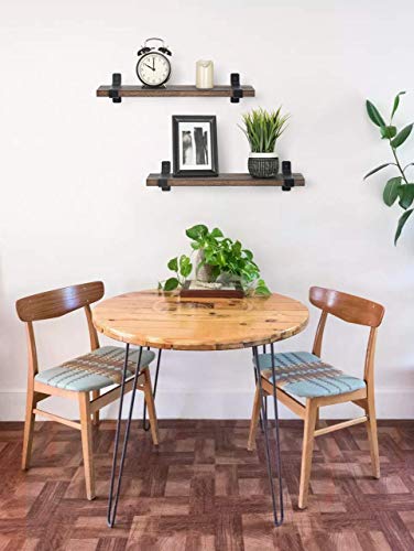 Mkono Wood Floating Shelves Wall Mounted Modern Farmhouse Shelf Decorative Storage Shelving with U Brackets for Bedroom Bathroom Living Room Kitchen Office Set of 2, Brown