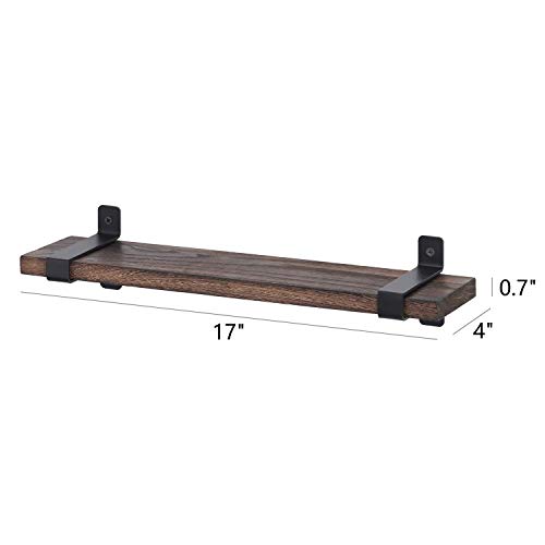 Mkono Wood Floating Shelves Wall Mounted Modern Farmhouse Shelf Decorative Storage Shelving with U Brackets for Bedroom Bathroom Living Room Kitchen Office Set of 2, Brown