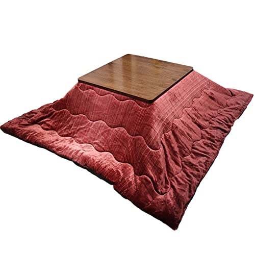 MEINAISEN Kotatsu Table Set, Japanese Heated Table with Kotatsu Futon, Low Coffee Table in Living Room Winter Heating Multifunctional Table for Four Seasons (Metal : Red, Size : 75 * 75 * 40cm)