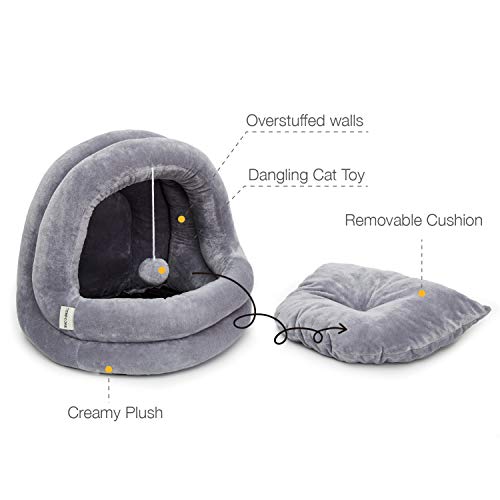 Tempcore Cat Bed for Indoor Cats, Machine Washable Cat Beds, Cat Beds for Indoor Cats or Small Dogs, Puppy, Kitty, Kitten, Rabbit, Anti-Slip & Water-Resistant Bottom
