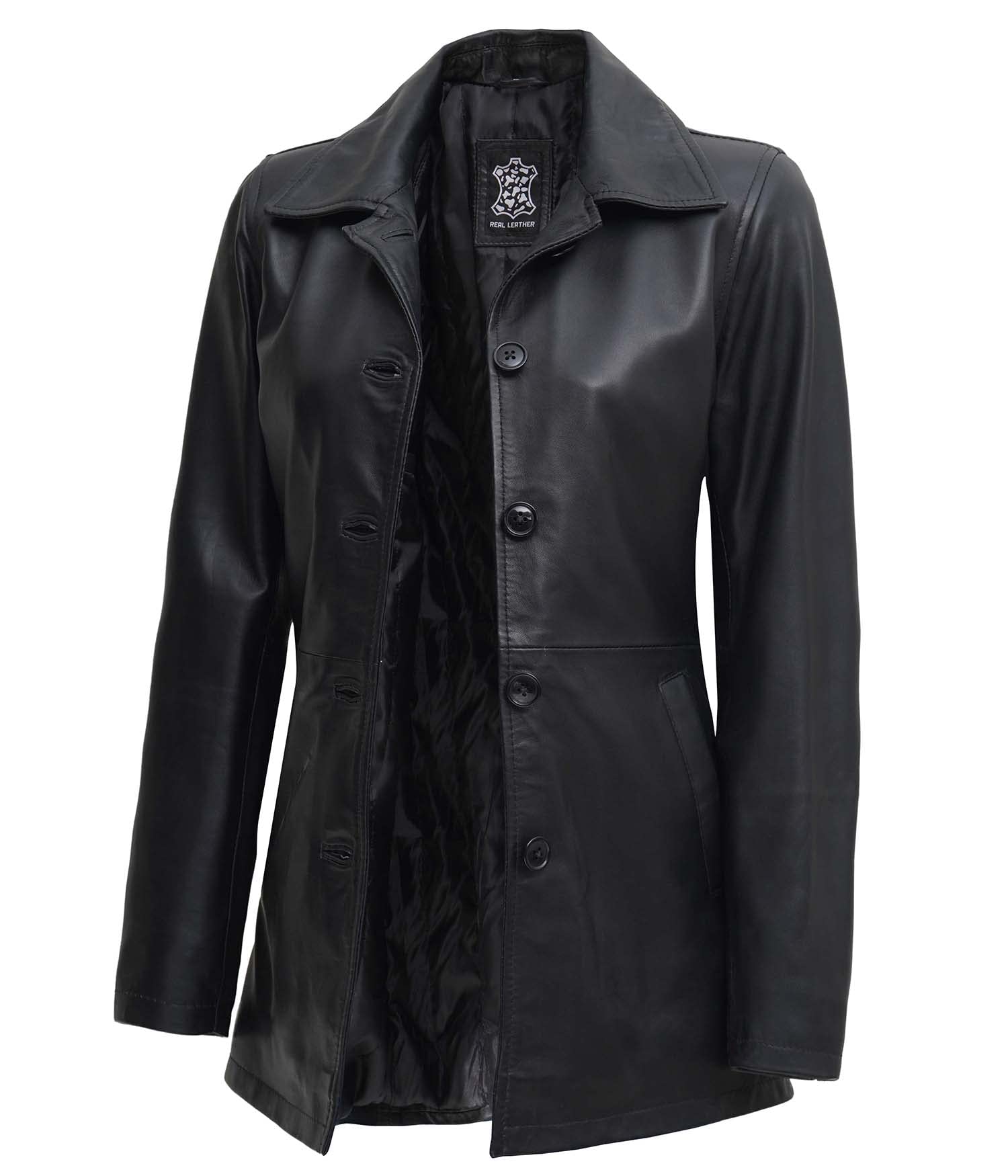 Decrum DISC Women Leather Car Coat | [1314354] Super Ntrl Coat, L