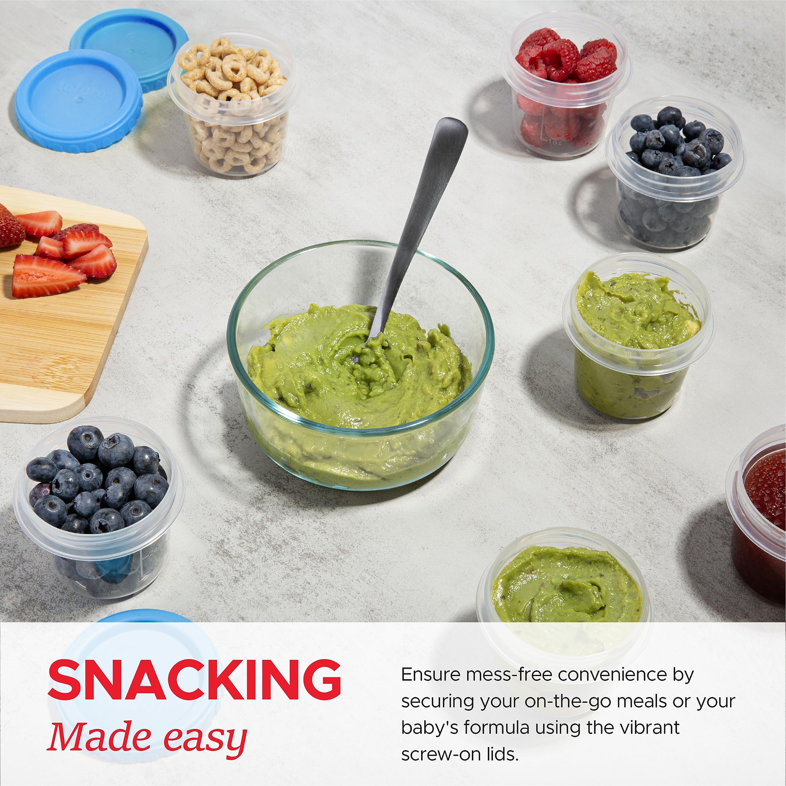4 Oz. Small Containers with Lids [12 Pack] Small Snack Containers with Twist Top Lids | Condiment Containers for Puree, Snacks, and More | Reusable Small Plastic Food Storage Containers, BPA Free