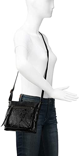 The Sak Sanibel Leather Mini Crossbody, Black Floral Embossed