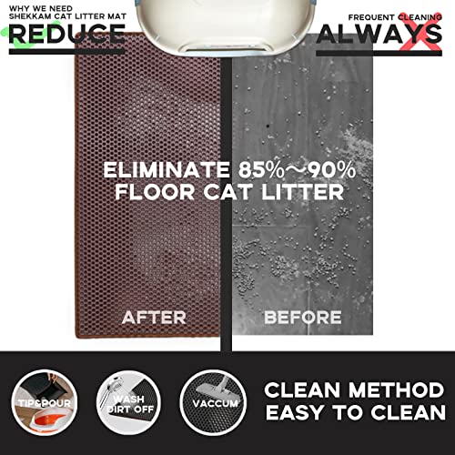 Shekkam Cat Litter Mat Litter Trapping Mat: Large Double-Layered Kitty Litter Mat for Litter Box, No Mess, Easy Clean Cat Litter Rug Catcher
