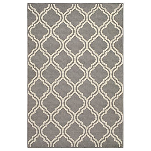 SUPERIOR Contemporary Ornamental Double Trellis Power-Loomed Indoor Area Rug, 8' x 10', Gray