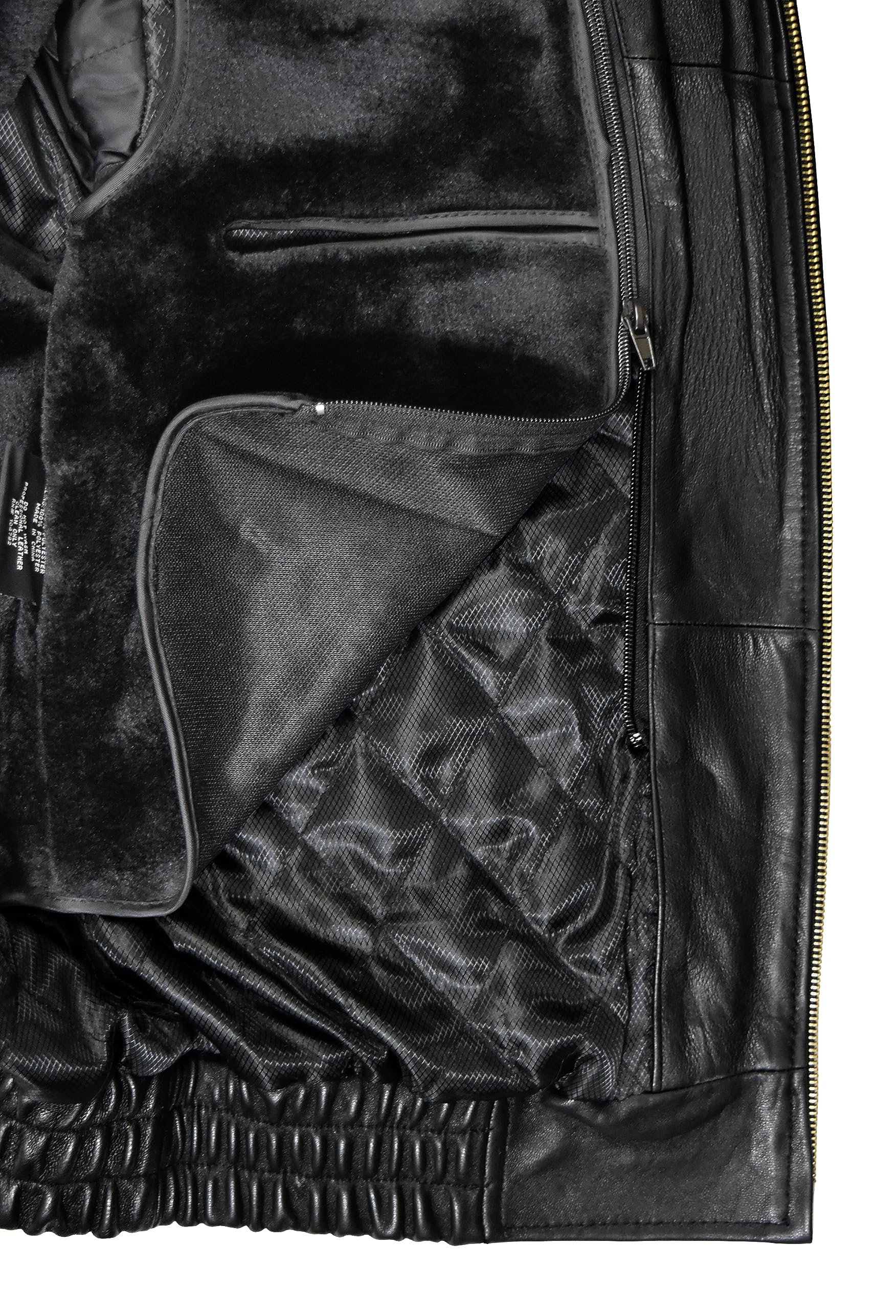 Victory Outfitters Men's Lambskin Genuine Leather Classic Bomber Jacket Mens Leather coat with Zip Out Liner - Black - XXL