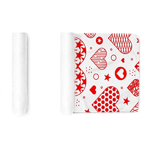My Little Nest Hand Towels for Bathroom Valentine's Day Modern Hearts Absorbent Small Bath Towel Soft Kitchen Towels Fingertip Towel for Guest and Bar 30 x 15 inch