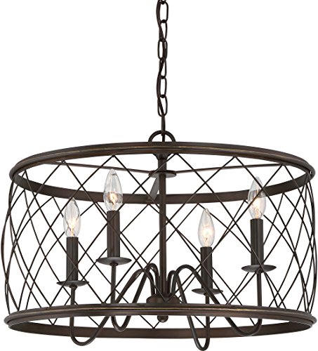 Quoizel RDY2821PN Dury Cage Pendant Lighting, 4-Light, 240 Watts, Palladian Bronze (15" H x 22" W)
