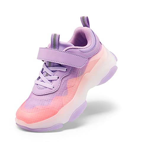 DREAM PAIRS Girls Boys Toddler Slip-on Sneakers Lightweight Breathable Little Kid Walking Shoes Purple/Pink Size 2 Little Kid SDFS2316K