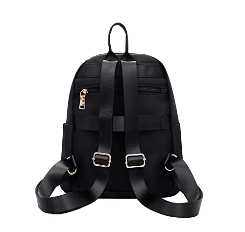 Gazigo Backpack for Women, Nylon Travel Backpack Purse Black Shoulder Bag Small Casual Daypack for Womens (Square Quilited)