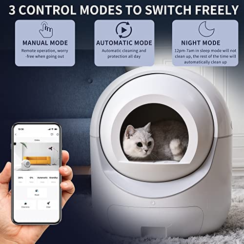 Self Cleaning Cat Litter Box, Automatic Cat Litter Box, Cat Robot Litter Box for Cats from 3.3 pounds to 22 pounds, App Control
