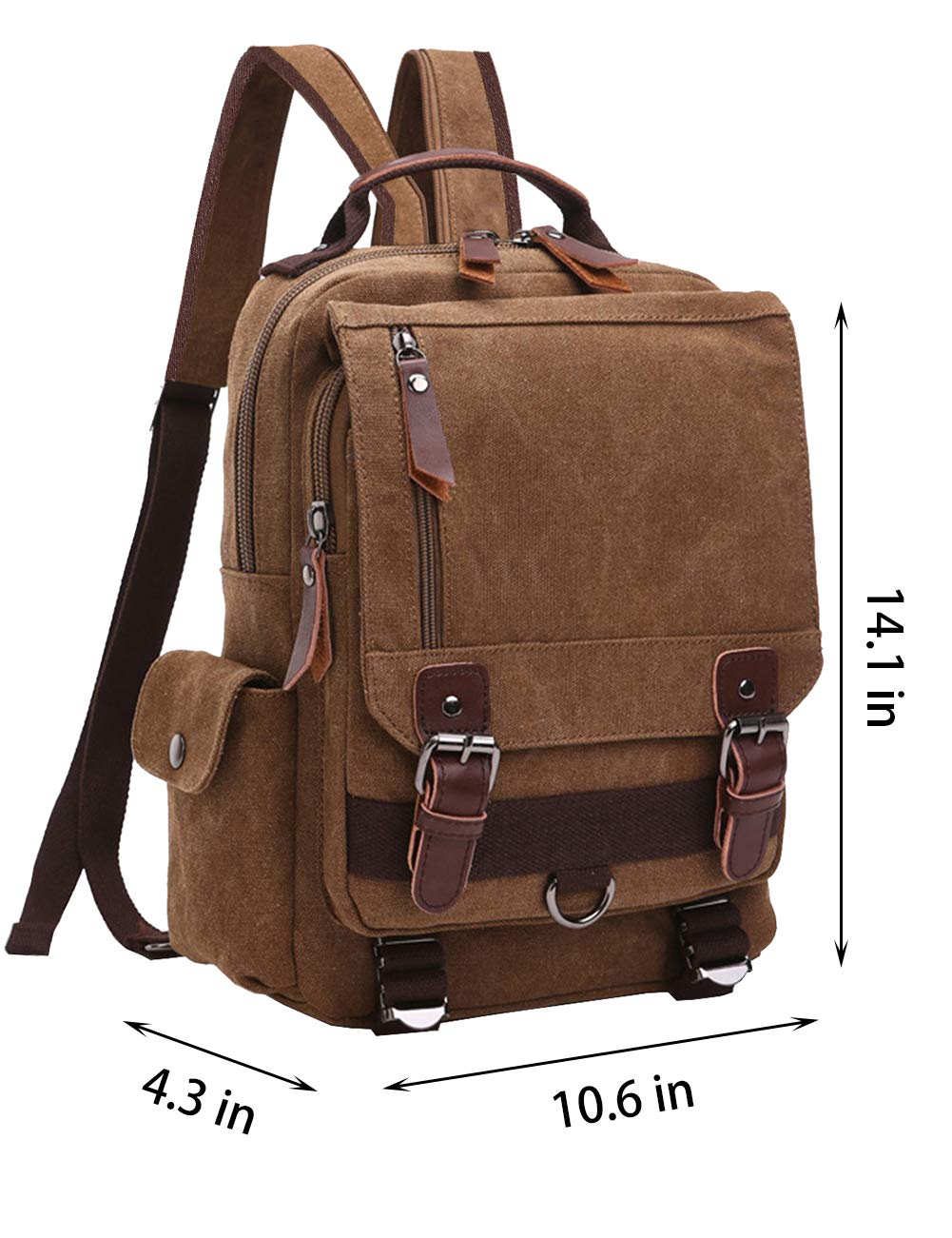 mygreen Vintage Canvas Cross Body Messenger Backpack Rucksack for Men Casual Book Bag Sports Daypack