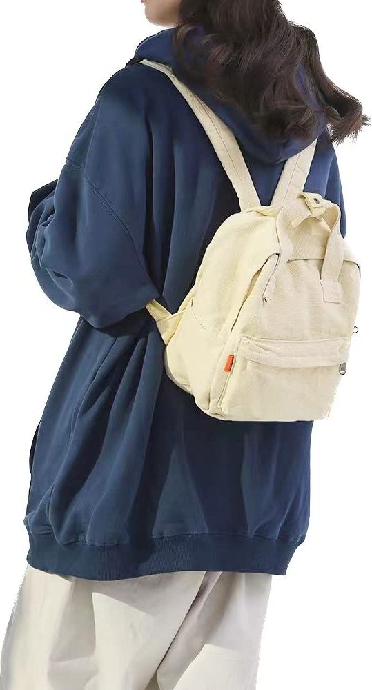 MaxxCloud Vintage Canvas Backpack Purse for Women Knapsack Small Handbag Rucksack Pouch Cute Hiking Daypack Satchel (509 Beige)