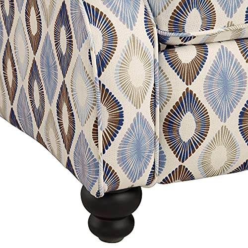 Elm Lane Blue Diamond Recliner Chair Modern Armchair Comfortable Push Manual Reclining Footrest Upholstered for Bedroom Living Room Reading Home Relax Office Napping