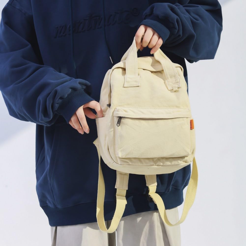 MaxxCloud Vintage Canvas Backpack Purse for Women Knapsack Small Handbag Rucksack Pouch Cute Hiking Daypack Satchel (509 Beige)