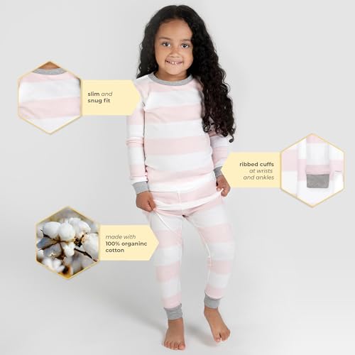 Burt's Bees Baby Toddler Baby Girls' Pajamas, Tee and Pant 2-Piece Pj Set, Bakery Doughnuts, 12 Months