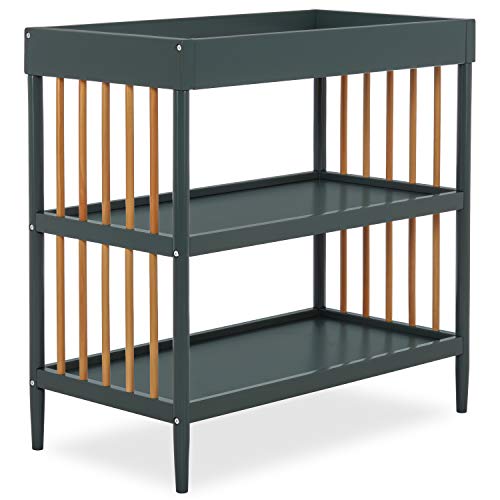 Dream On Me Sleepy Little Sloth Changing Table in Olive, Comes with 1" Changing Pad, Features Two Shelves, Made of Sustainable New Zealand Pinewood