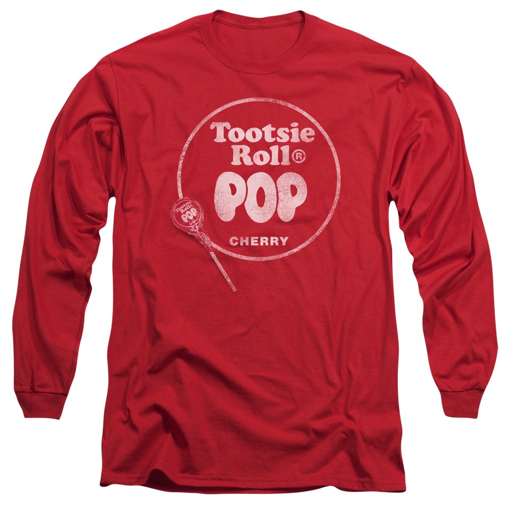 Tootsie Roll Tootsie Roll Pop Logo Unisex Adult Long-Sleeve T Shirt for Men and Women, X-Large Red