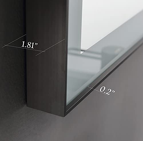 FRALIMK Black Framed LED Bathroom Vanity Mirror 24 x 36 inch, High Lumen Lighted Wall Vanity Bathroom Mirror with Lights, Anti-Fog & Auto-Off Defogging Makeup Mirror, Vertical/Horizontal