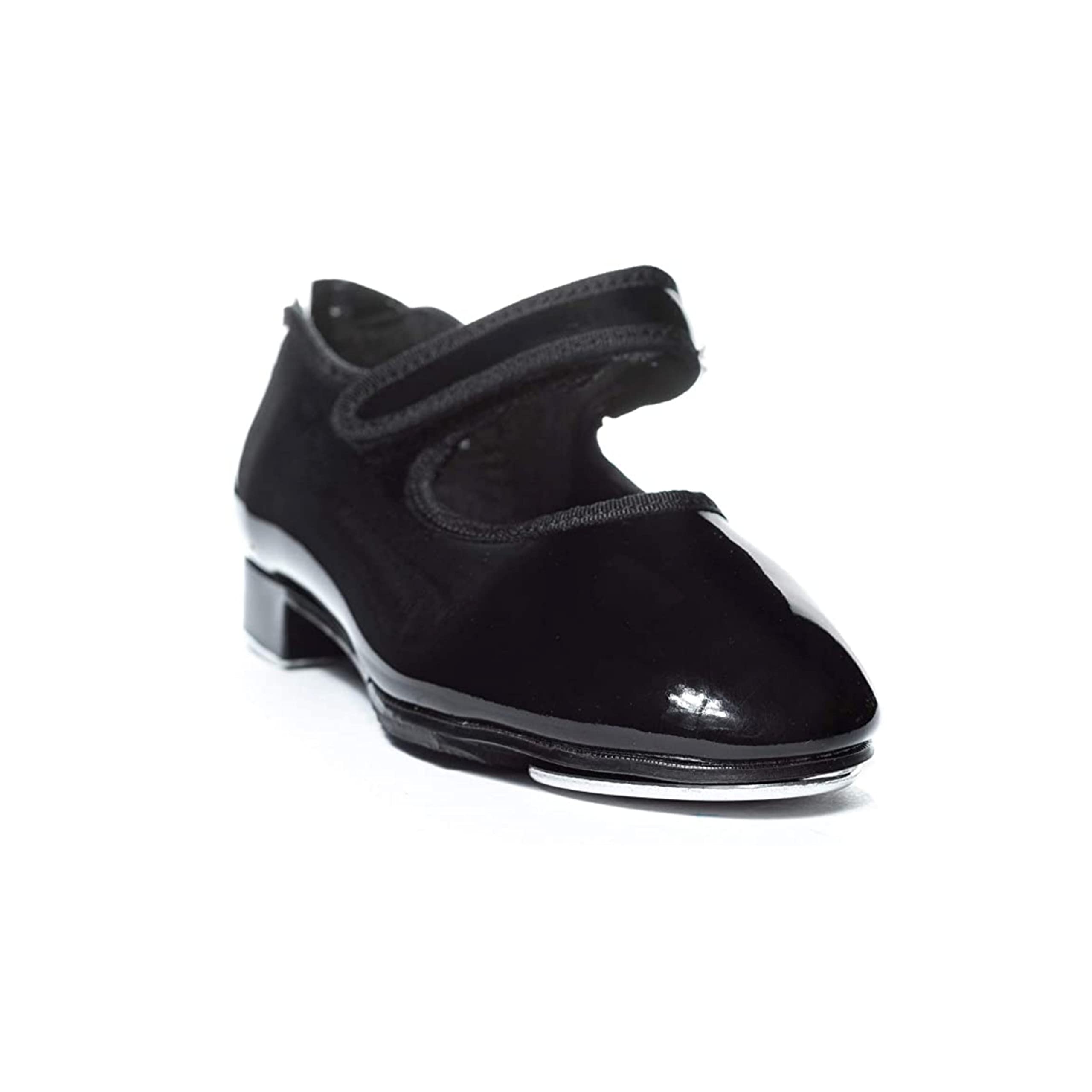 Theatricals Girls Velcro Strap Tap Shoes Black Patent 11.0M T9050C