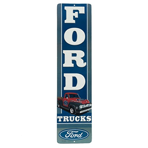 Open Road Brands Ford Trucks Vertical Embossed Metal Sign - Vintage Ford Sign for Garage or Man Cave