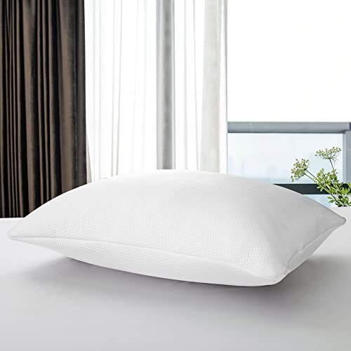Peace nest White Memory Foam Bed Pillow with Pillowcase Single Pack, Hotel Collection Cooling Pillows for Sleeping Standard/Queen Size, 20x28 Inches