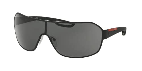 Prada PS52QS DG01A1 37MM Black Rubber/Grey Rectangle Sunglasses for Men + BUNDLE With Designer iWear Complimentary Eyewear Kit