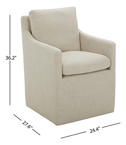 Amazon Brand – Stone & Beam Vivianne Modern Upholstered Dining Chair with Casters, 24.4"W, Linen