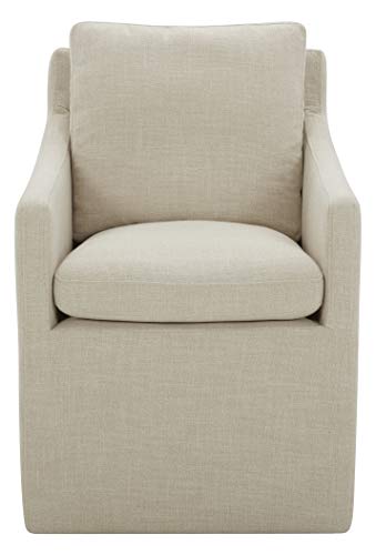 Amazon Brand – Stone & Beam Vivianne Modern Upholstered Dining Chair with Casters, 24.4"W, Linen