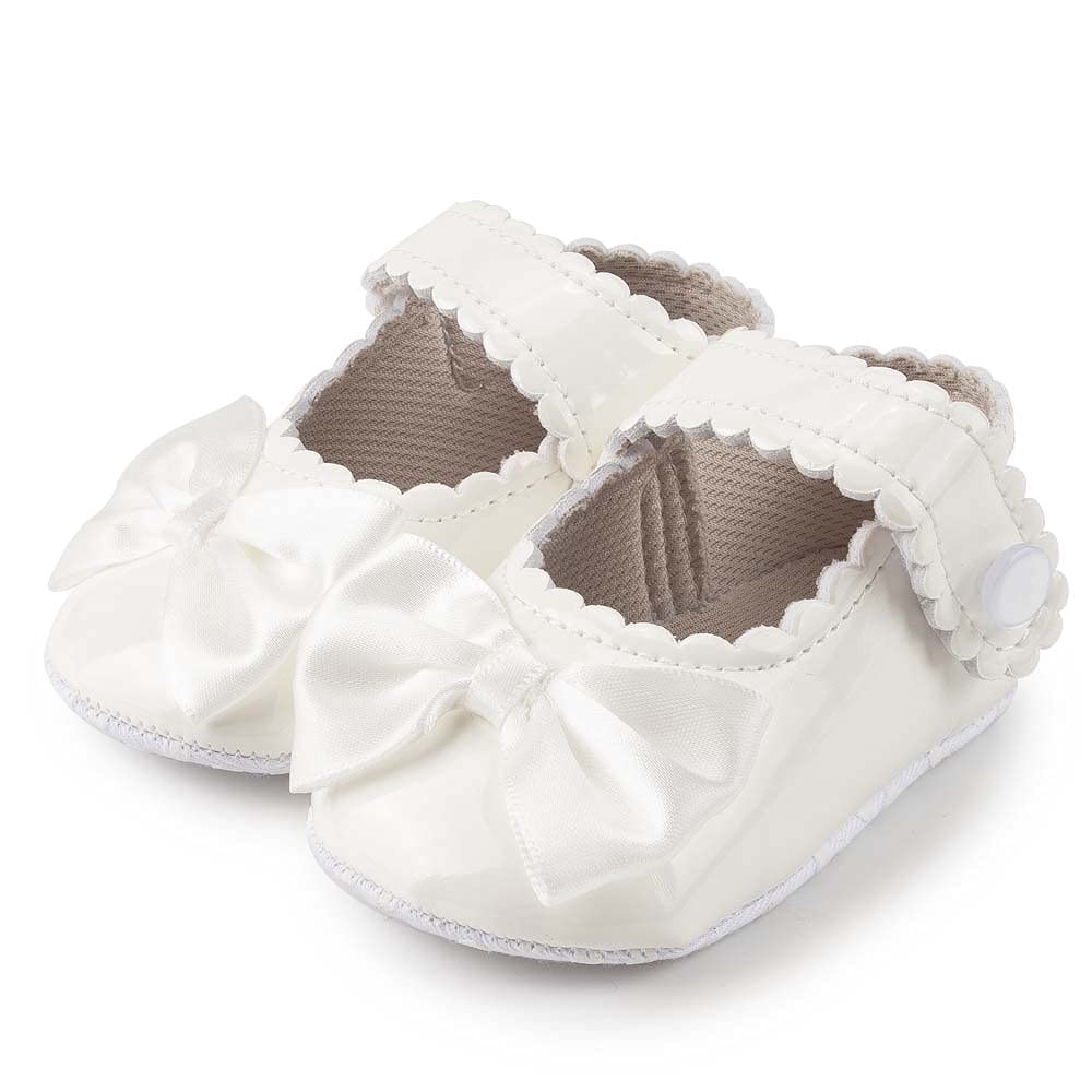 ohsofy Infant Baby Girls Mary Jane Flats Soft Sole Non-Slip Bowknot Princess Wedding Dress Shoes Toddler Crib Shoes