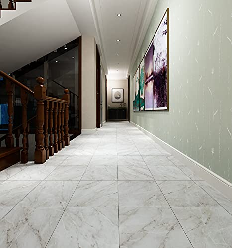 Livelynine 32-Pack Peel and Stick Floor Tile Marble Look Vinyl Flooring Stick On Floor Tiles for Bathroom Kitchen Basement Bedroom Waterproof Laminate Flooring Tile Linoleum Flooring Sheet 12X12 Inch